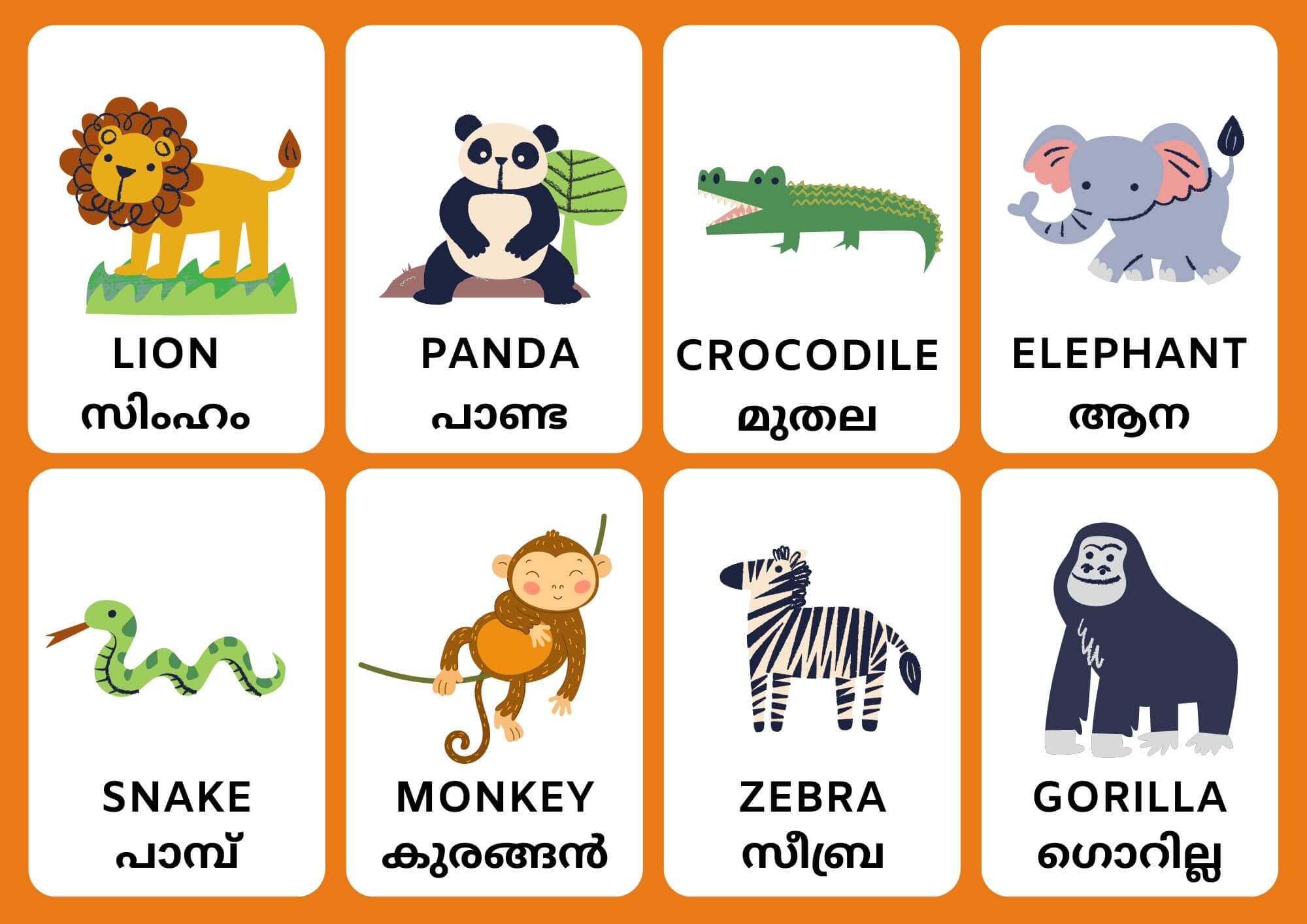 Animal Names in Malayalam | മൃഗങ്ങളുടെ പേരുകൾ